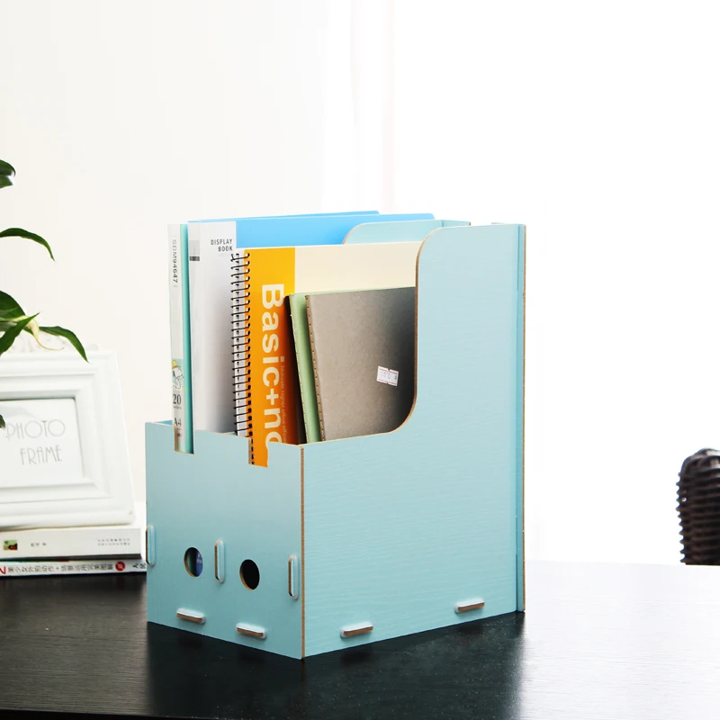 Wood Office Desktop Storage Box Large capacity Paper Magazine Rack Book ...