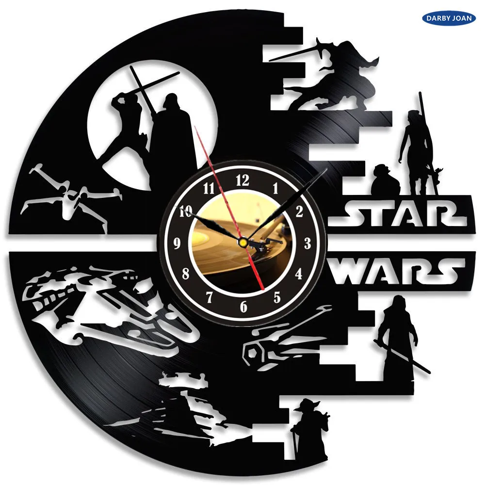 Hot Creative Clock CD Vinyl Record Wall Clock Movie STAR WARS Theme ...