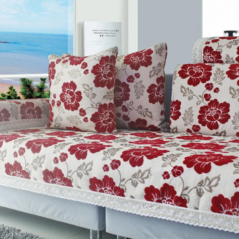 Jacquard Cover Canape Chenille Sectional Couch Covers Kanape Flocked ...