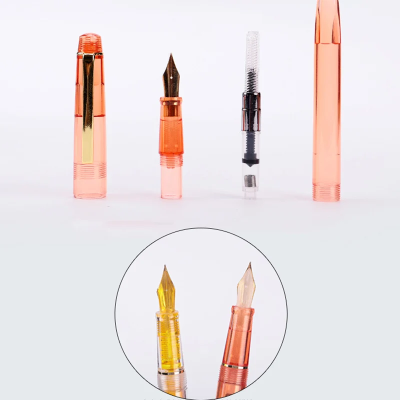 Piston Fountain Pen 7 Colors Refillable Ink Student's Posture Pens For ...