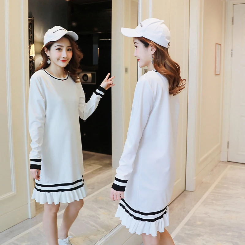Spring Maternity Clothing Preppy Style Pregnancy Dress Cotton Pregnancy ...