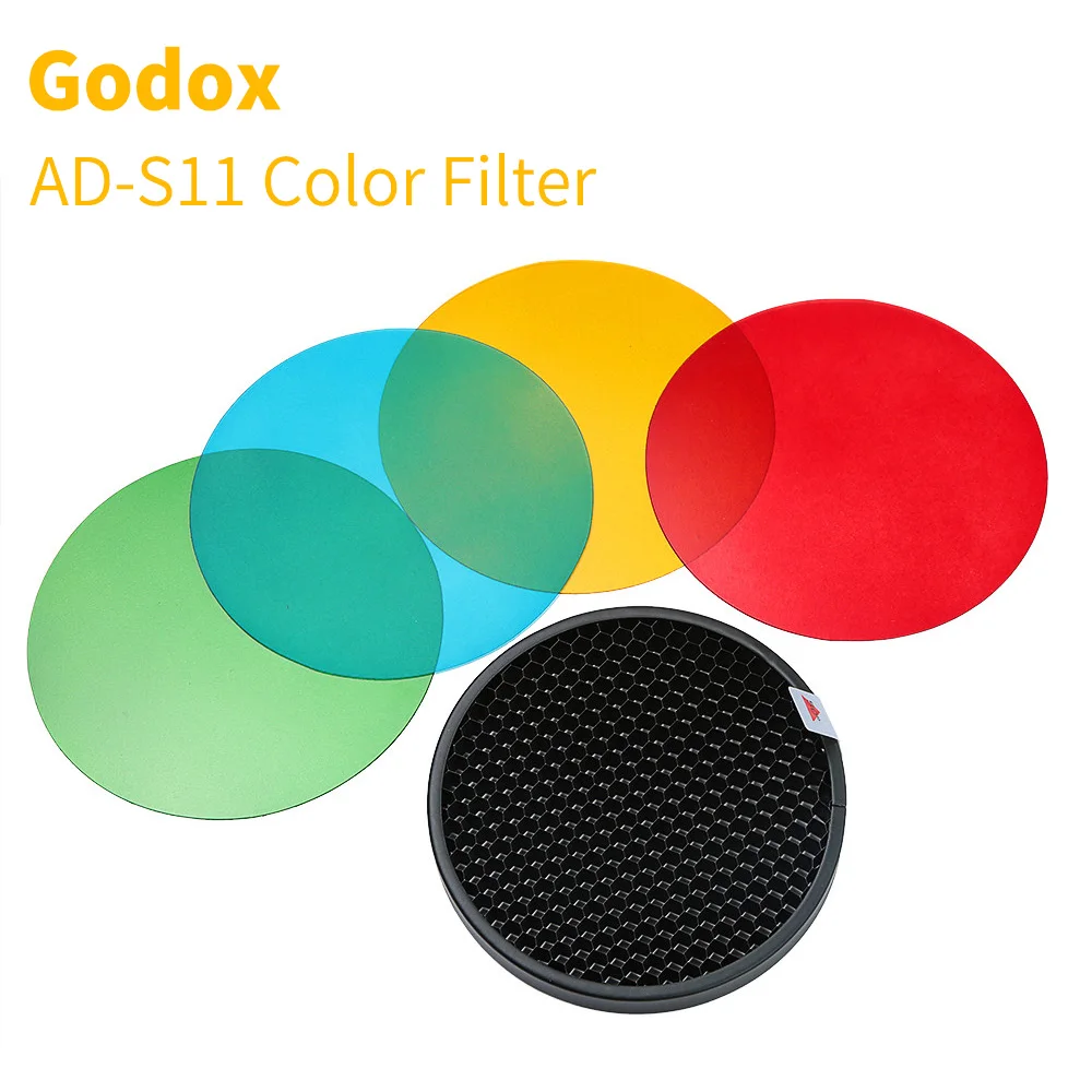 Godox AD S11 Color Filter Gel Pack with Honeycomb Grid Cover Reflector ...