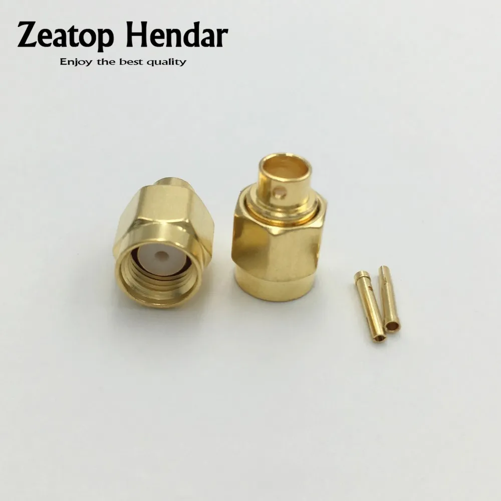10Pcs Brass RP SMA Solder Plug RP SMA Male Straight Connector for Semi ...