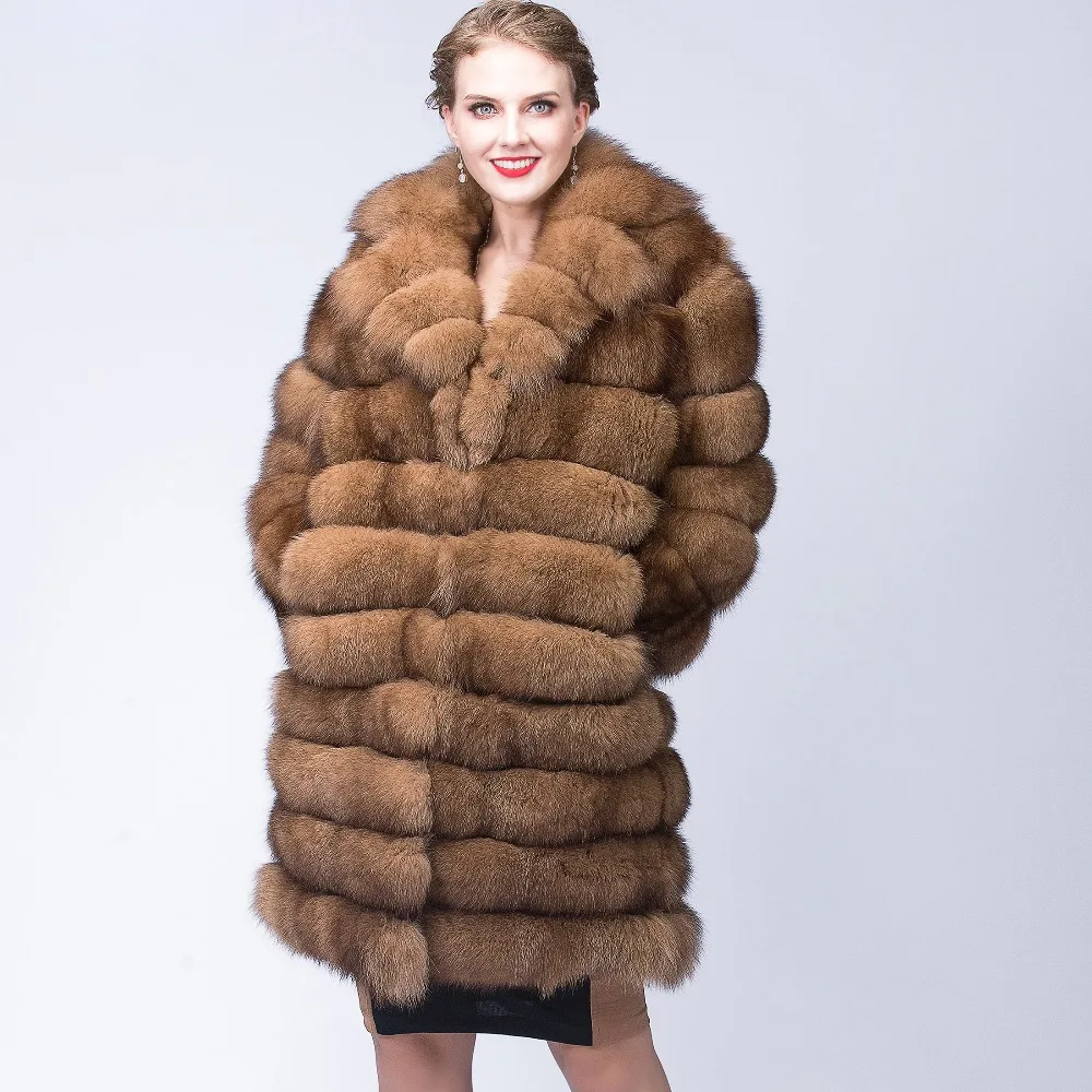 Women's real blue fox fur coat fashion big Lapel winter warm coat can ...
