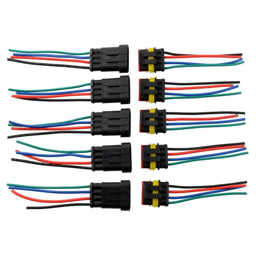 5set 4Pin OEM Black Waterproof Way Car Auto Truck Vehicle Motorcycles ...