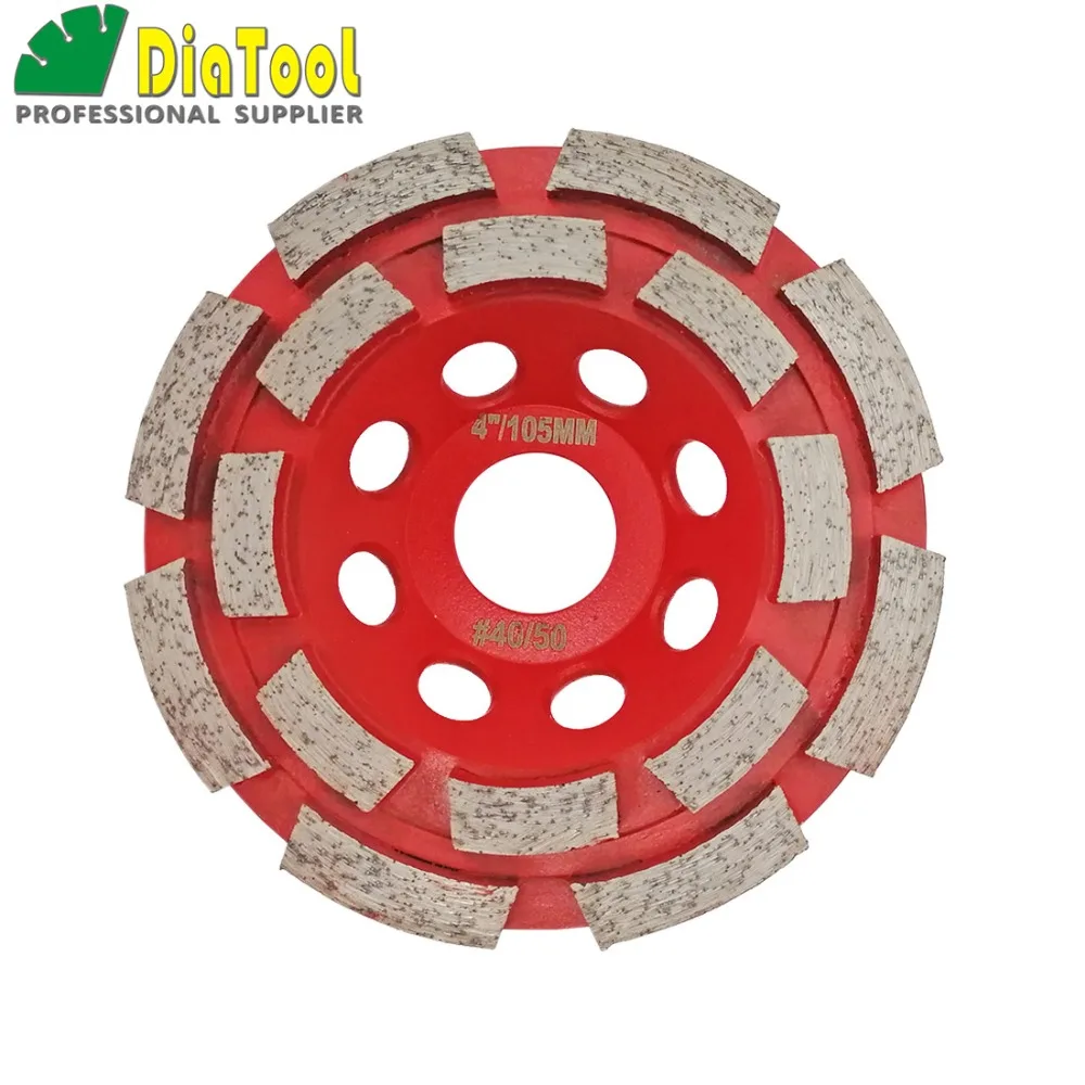 DIATOOL 2PK Diameter 100mm Concrete Grinding Disc Diamond Double Row ...