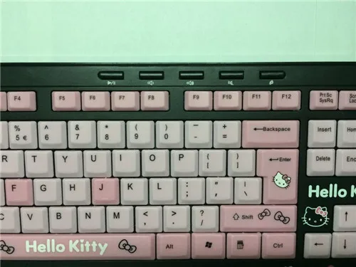 Cute Black Hello Kitty USB wired keyboard girls love the keyboard Cute ...
