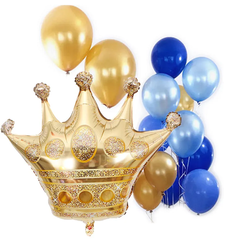 KAMMIZAD 16pcs gold crown foil helium balloon Prince Princess ...