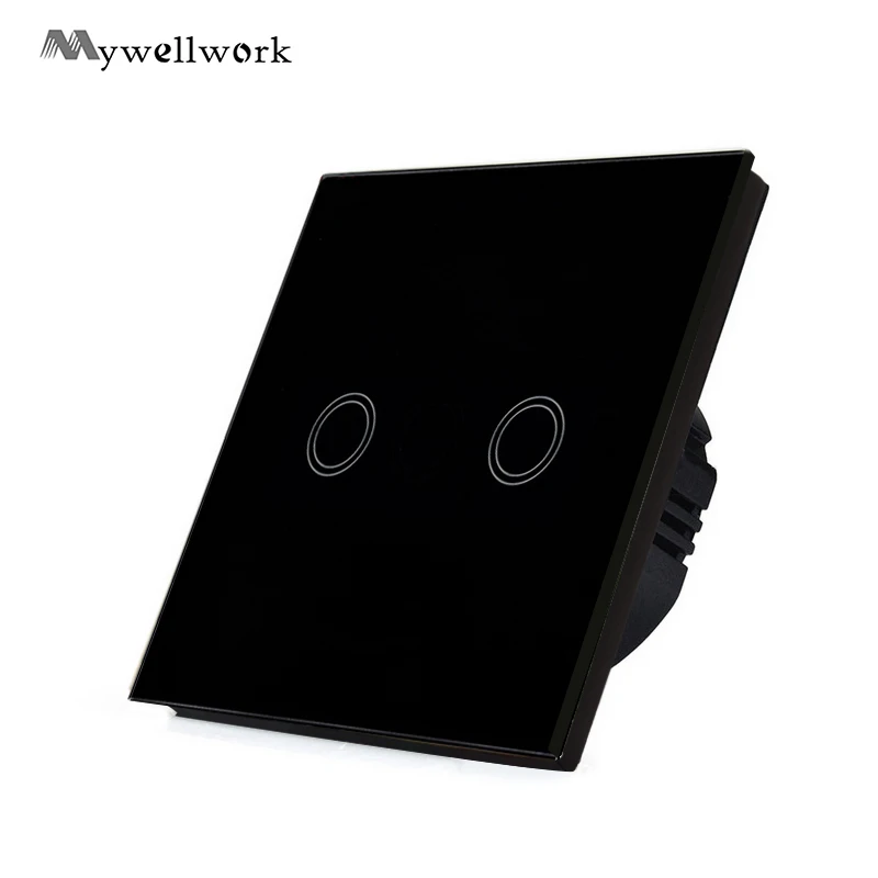 Touching Switch 2 Gang 1 Way 86*86mm White/Black/Gold touch light switches electrical 240V Touch ...