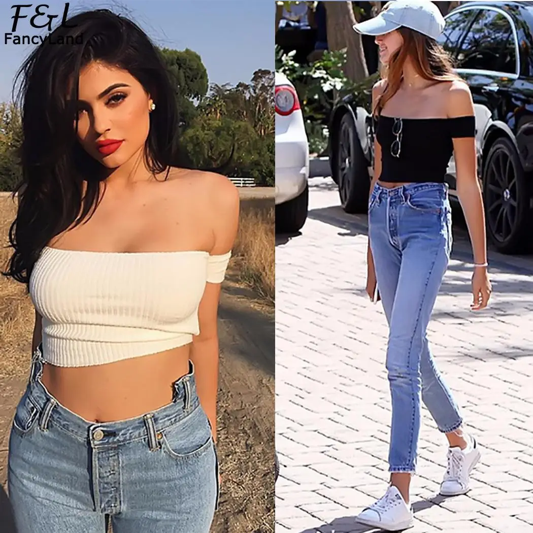 Women Crop Tops 2018 Sexy Summer Top Slash Neck Fashion Off Shoulder