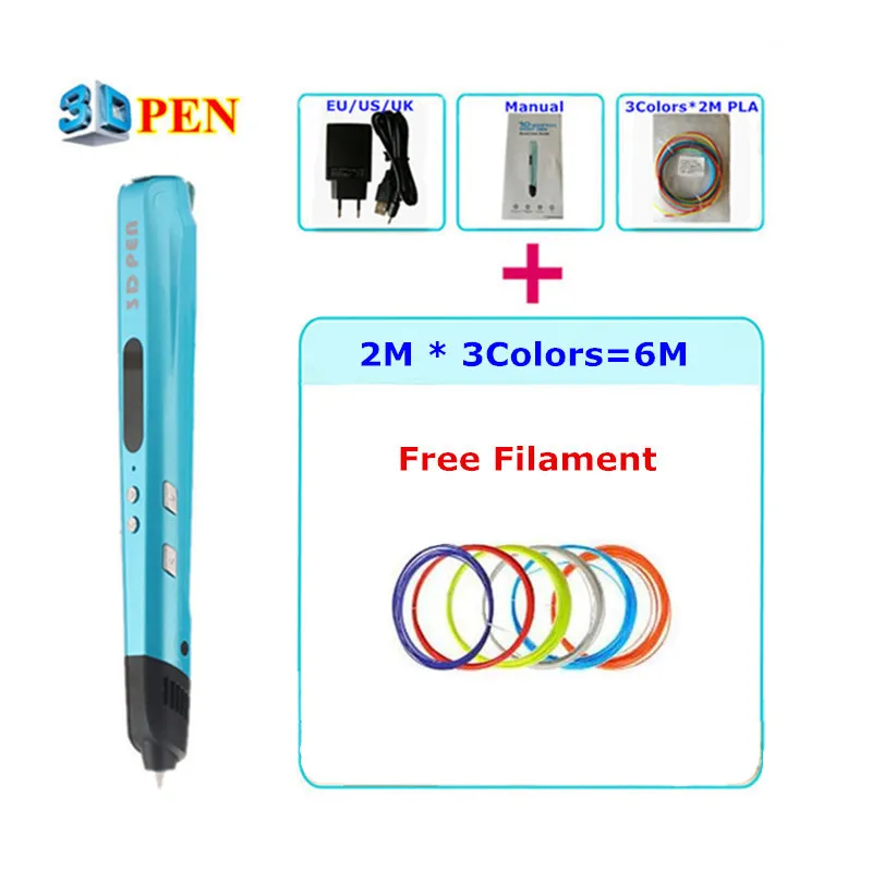 Factory Outlet 3D Pen With 3Color Free Filament Intelligent TEMP ...