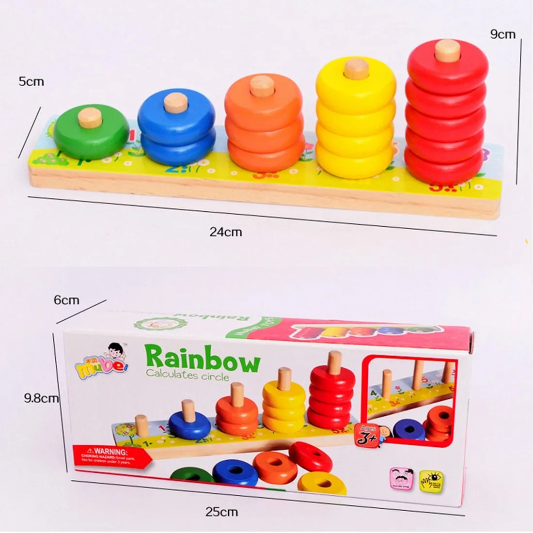 NFSTRIKE Calculate Circle Montessori Counting Stacker Wooden ...