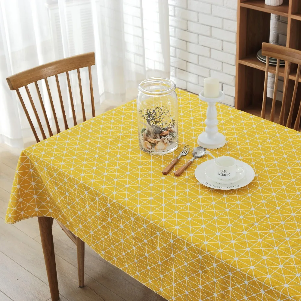 Yellow Grid Tablecloths Modern Simple Fresh Style Table Cloth ...