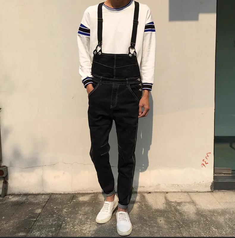 Black Denim Overalls Men 2017 New Fashion Bib Jeans Mens Overall Jeans ...