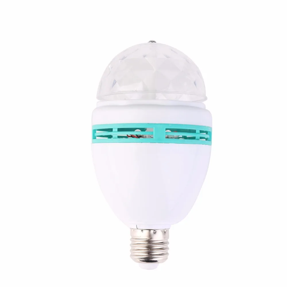 3W RGB Rotating LED Strobe Bulb Multi changing Color Crystal Stage ...
