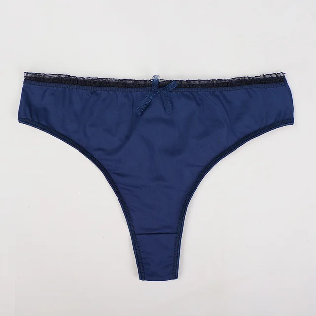 Women's Mid Rise G String Navy Blue Ruffles Decorated Thong Lycra ...