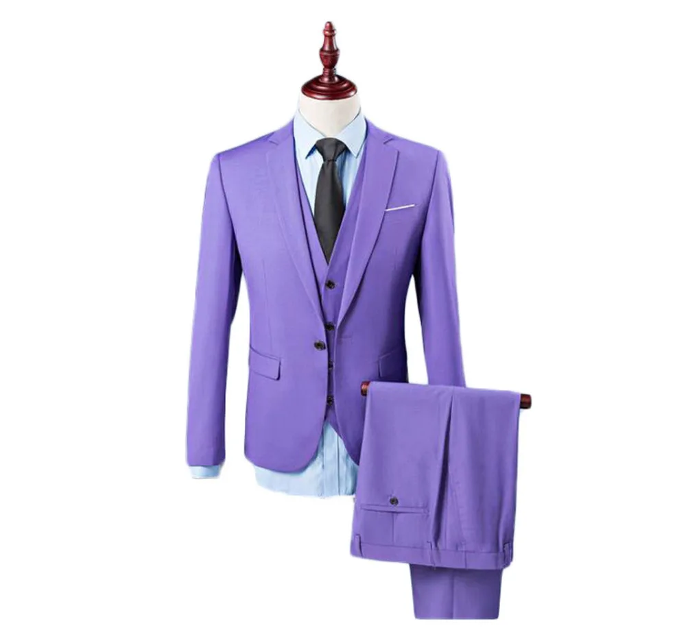 2019 Hot Selling Cheap Light Purple Groom Suits Jacket and Pants Vest ...
