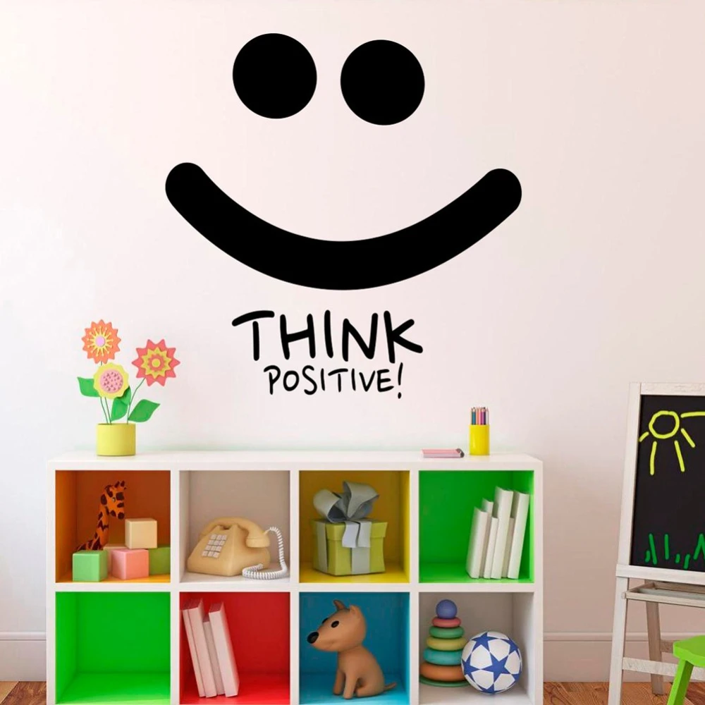Think Positive Smile Wall Decal Motivation Quotes Inspiration Wall ...