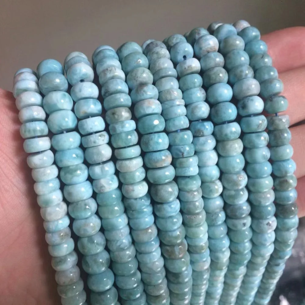 rondelle-larimar-Copper-Pectolite-beads-natural-stone-beads-DIY-spacer ...