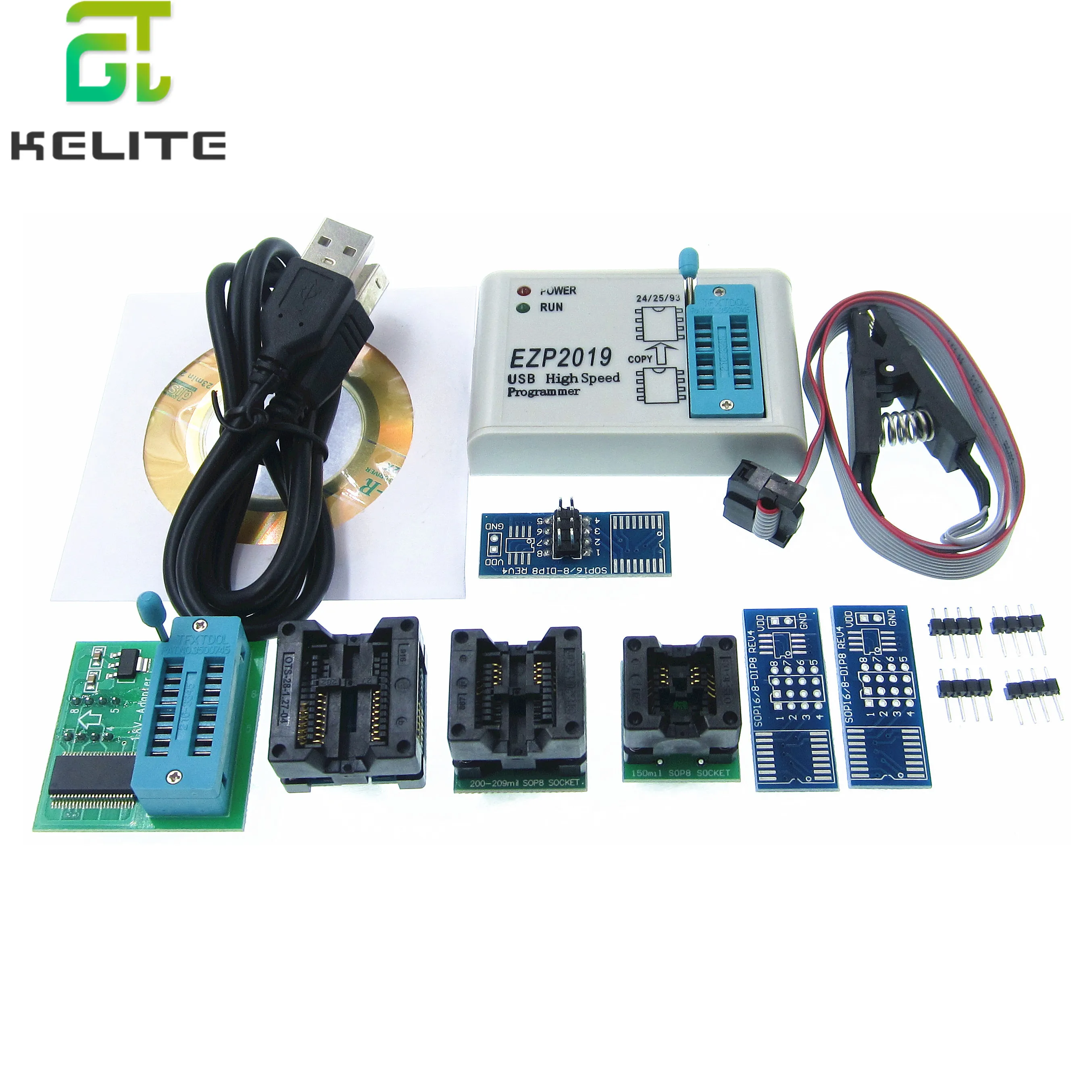High Speed USB Programmer EZP2019 with 6 Sockets Support 24 25 26 93 EEPROM 25 flash bios chip ...
