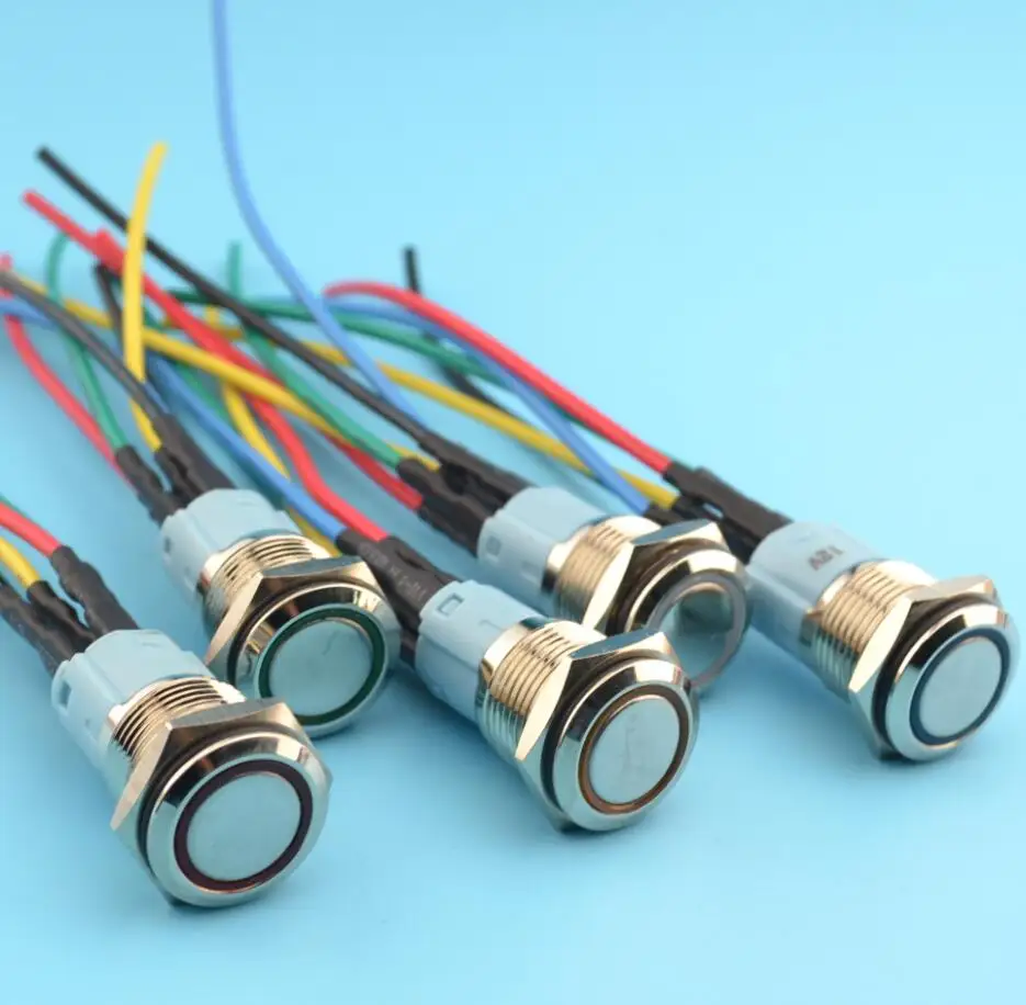 2pcs Max. 5A 16mm Momentary Push Button Weatherpack LED Metal Switch ...