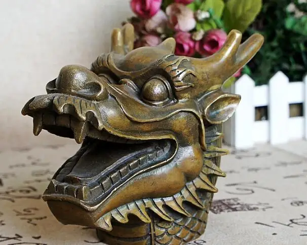 Figurines Business Gift Bronze Dragon Head Sculpture Chinese Dragon ...