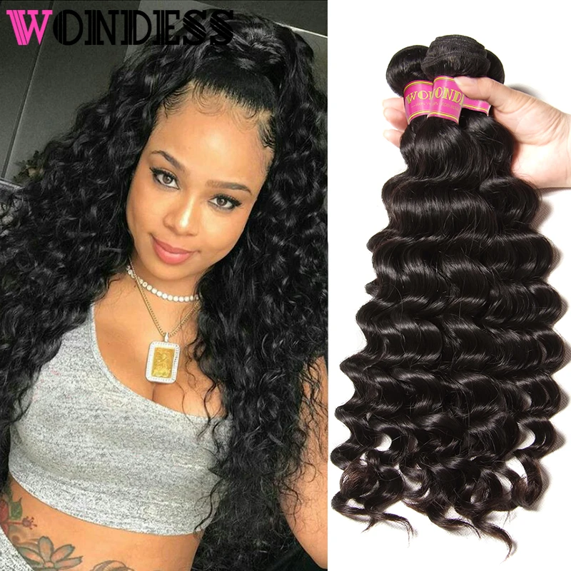 Wondess Hair Malaysian Hair Natural Wave Bundles 3 Pieces Natural Color ...