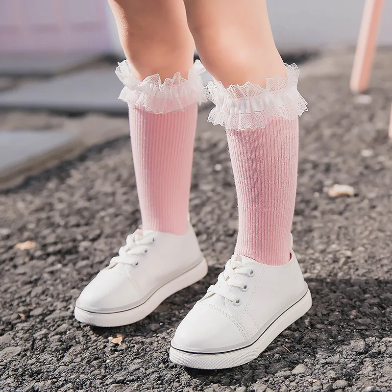 Princess Girls Knee Socks Hosiery Age 1 10y Cute Lace Welt Knee Long ...