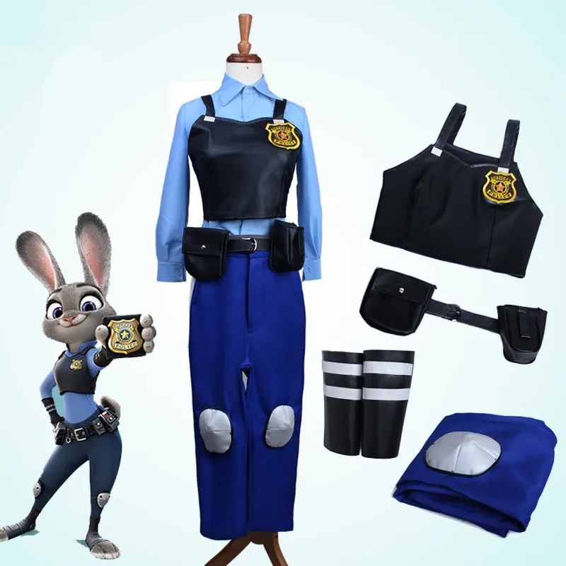 Zootopia Officer Judy Hopps Bunny Police Uniform Cosplay Costume Shirt+vest+pants+badge+belt ...