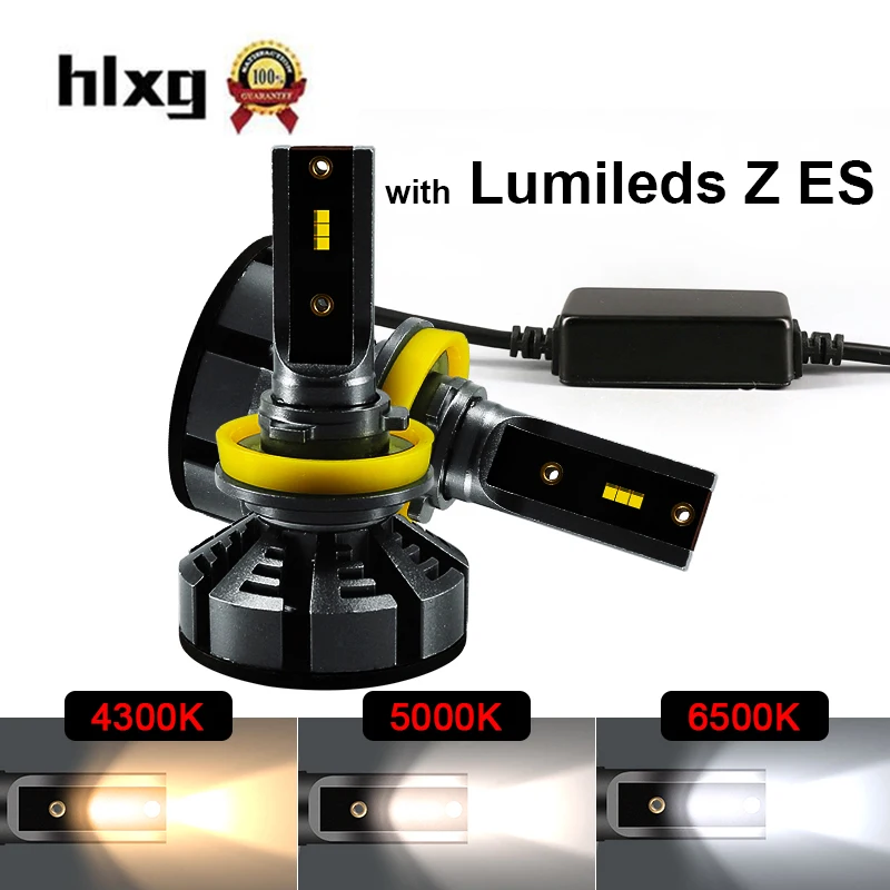 hlxg 2pcs 5000K LED with Lumileds ZES Chips Car Headlight Bulb H11 H8 ...