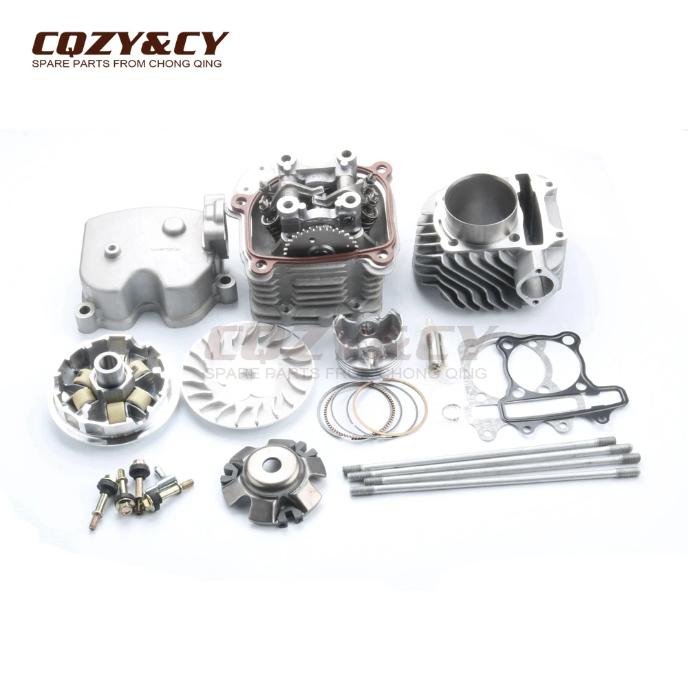 61mm /15mm 180cc 4 Valve Racing Big Bore Cylinder & Head Kit & Variator ...