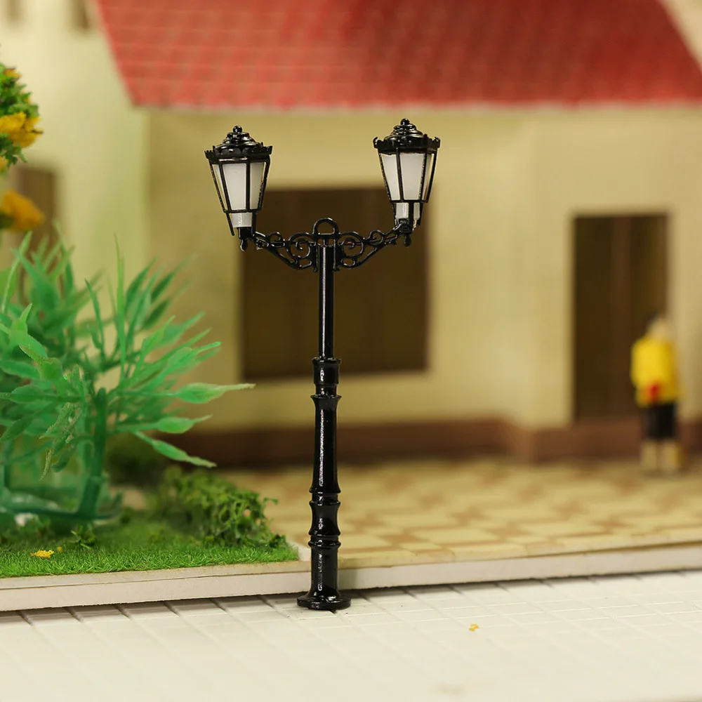 3pcs N Scale Lamps Post Double Heads 50mm 1:160 Street Lights Model ...