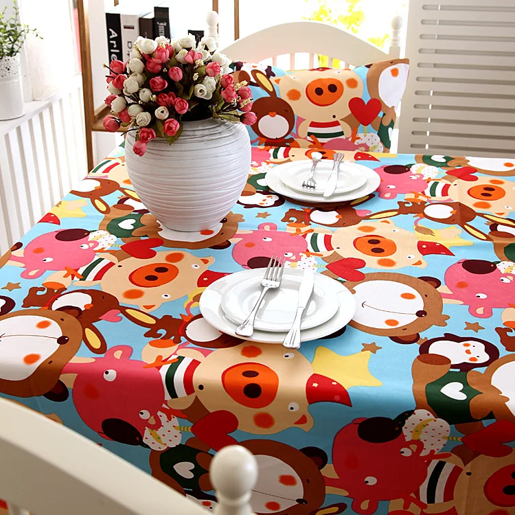 Cotton Children Thickening Tablecloth Canvas Cute Cartoon Animal Party ...