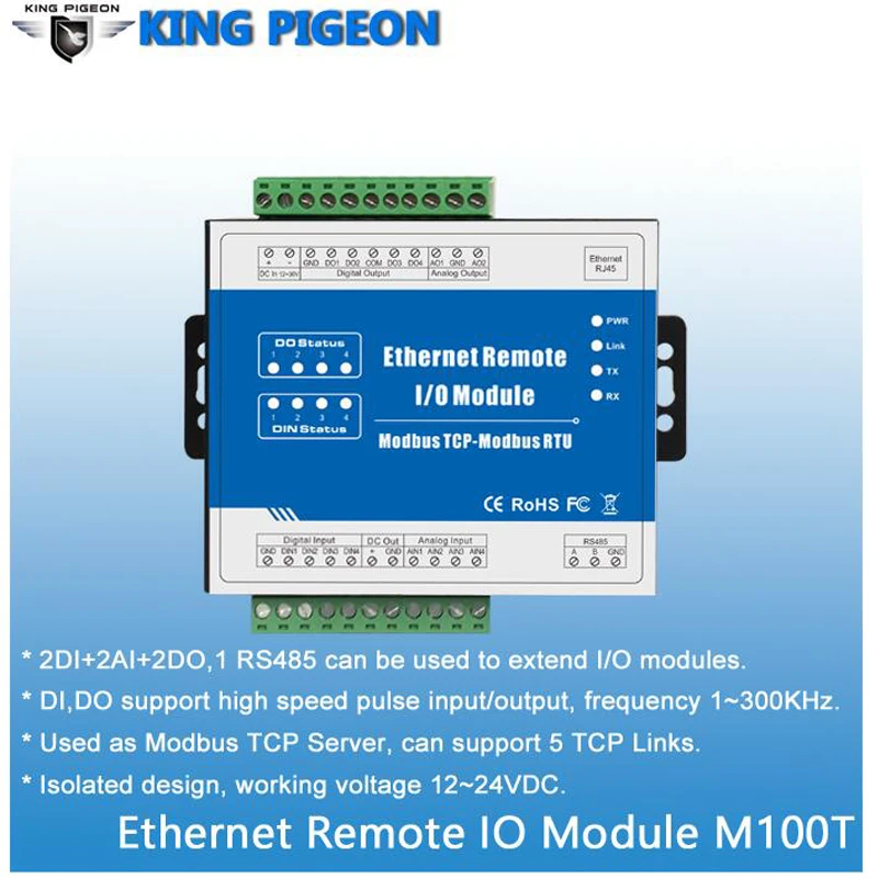 M100T Modbus TCP Ethernet Remote IO Module Precision Data Acquisition ...