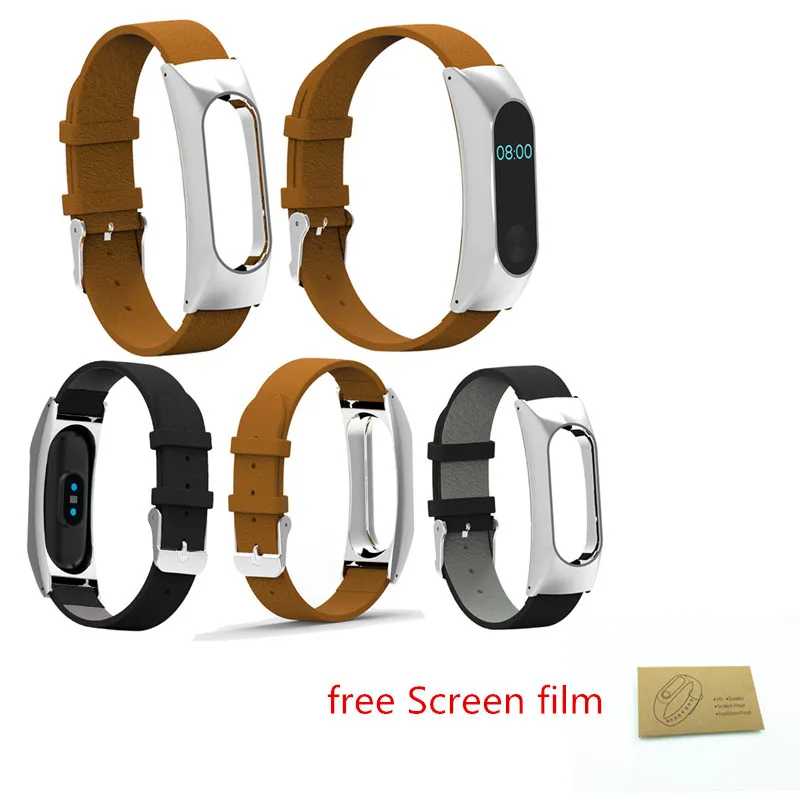 Correa Original para xiaomi mi band 2, correa de cuero con marco de Metal para pulsera ...