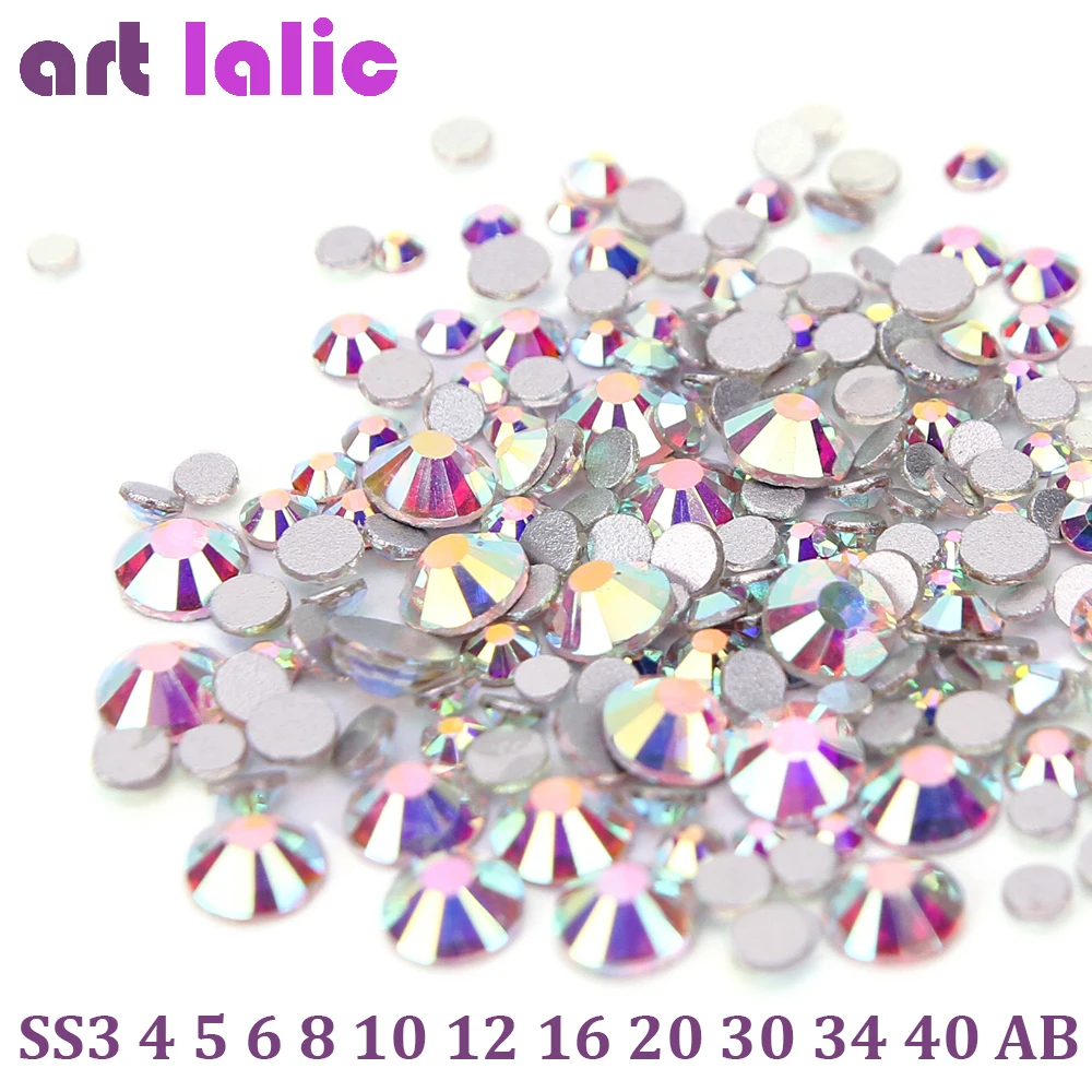 1440pcs Mixed Size Flatback Crystal Ab Rhinestones For Nail Art ...
