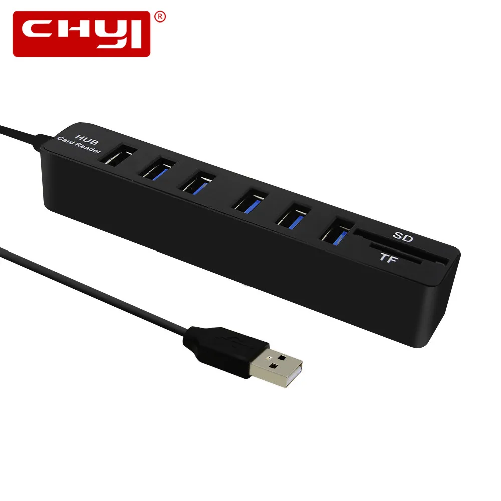 6 Ports Usb Hub High Speed Usb 2 0 Hub Splitter Multi Usb Combo 2 In 1