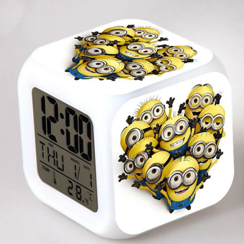 Minion clock Doll Toys LED 7 Colors Change LED Digital Alarm Clocks ...