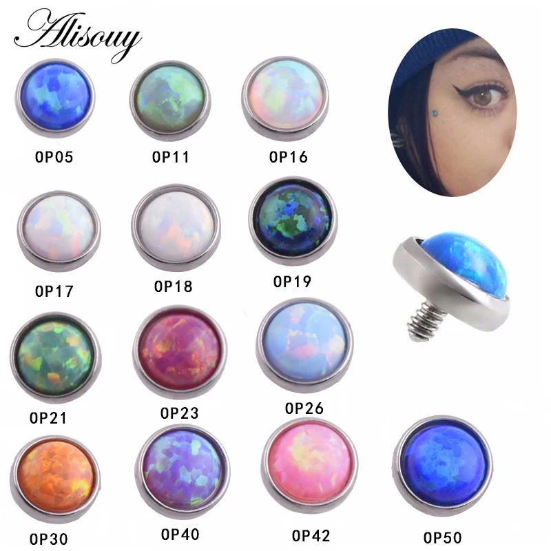 Buy 1pc G23 Stainless Steel Opal Dermal Anchor Top Micro Dermal Piercing Micro