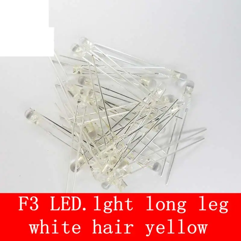 100pcs / LOT 3MM LED Lamp super bright hair yellow light emitting diode ...