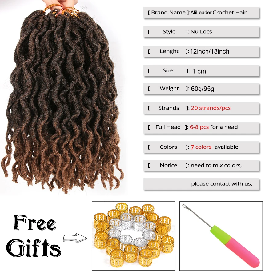 AliLeader 18inch Nu Locs Synthetic Ombre Braiding Hair Dread Loc ...