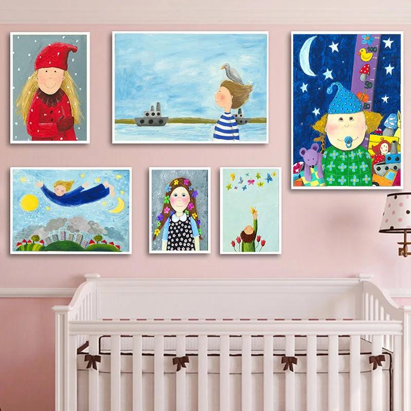 Children Cartoon Poster Cartoon Wall Art Canvas Print Nordic Style ...