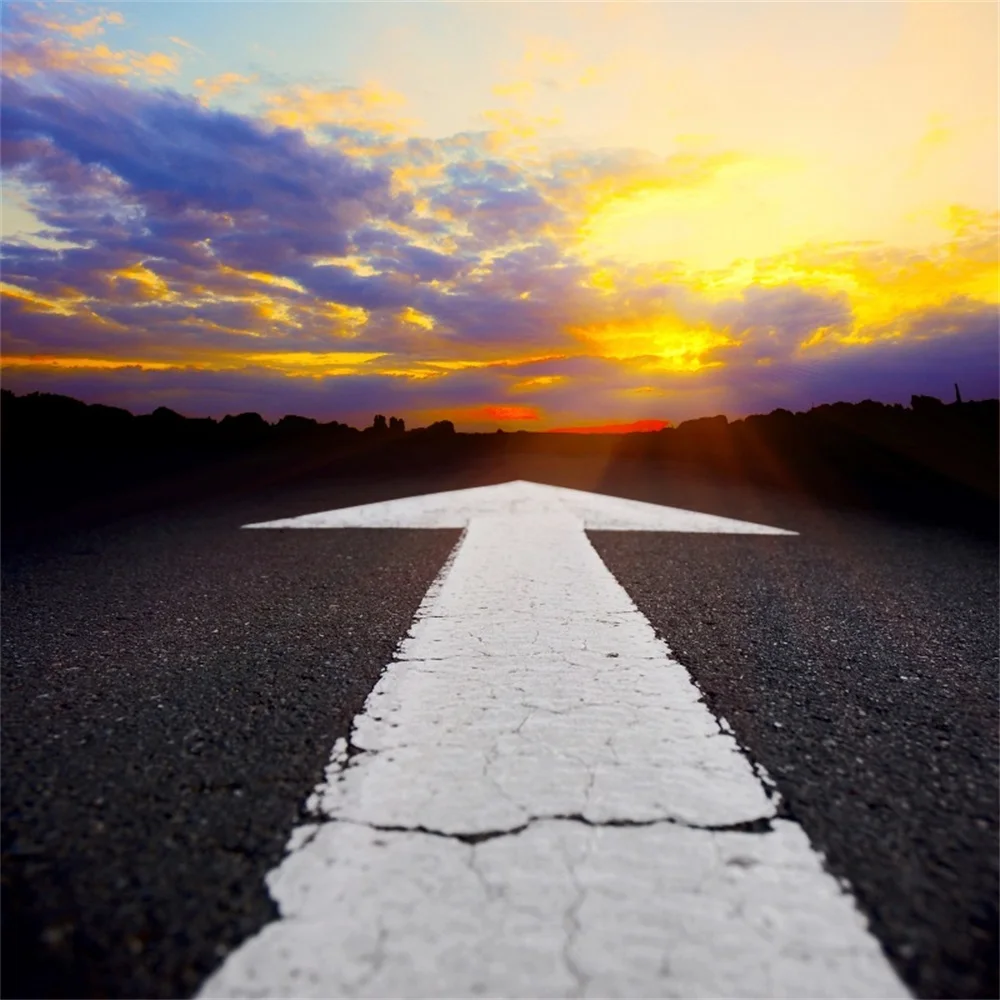 Laeacco Straight Road Sunset Scenic Photography Backgrounds Custom ...