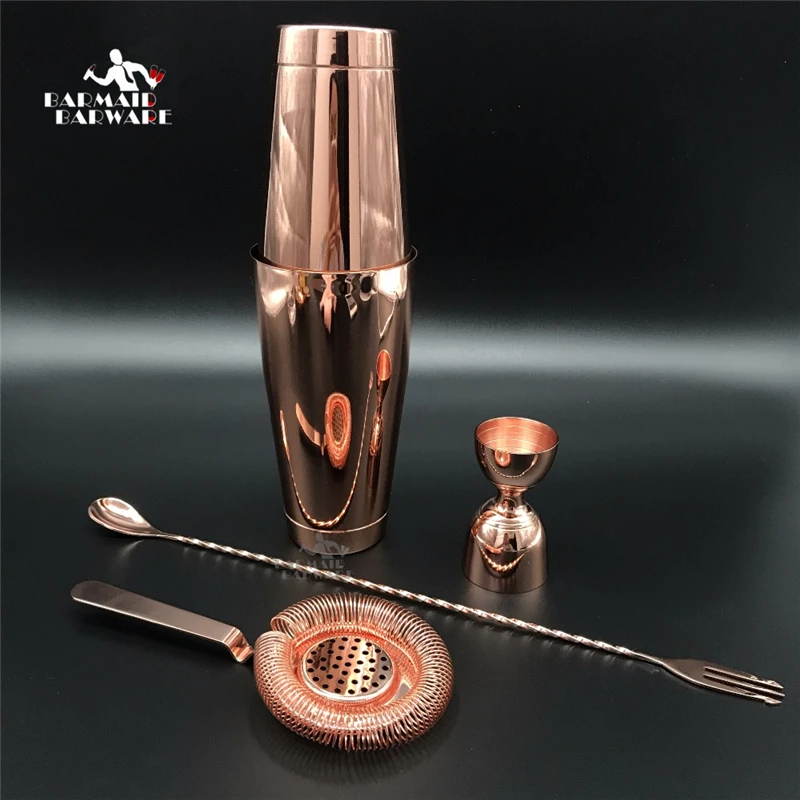Cocktail Shaker Bar Set: Silver/Copper/Gold Plated 4 Pieces Bartender ...