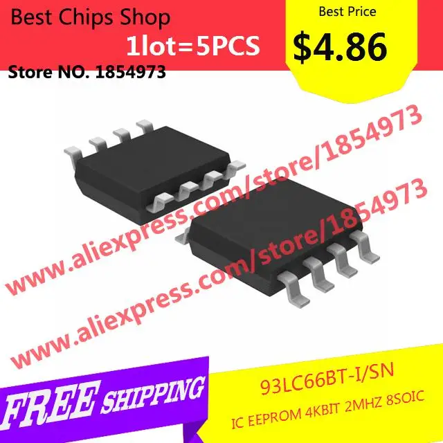 Free Shipping 5PCS=$4.86 Hot Sell Integrated Circuits Original 93LC66BT I/SN IC EEPROM 4KBIT ...