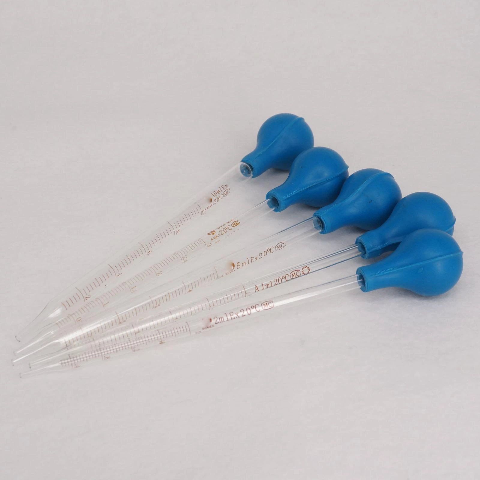 1ml 2ml 3ml 5ml 10ml Glass Graduated Pipette With Rubber Bulb Lab ...