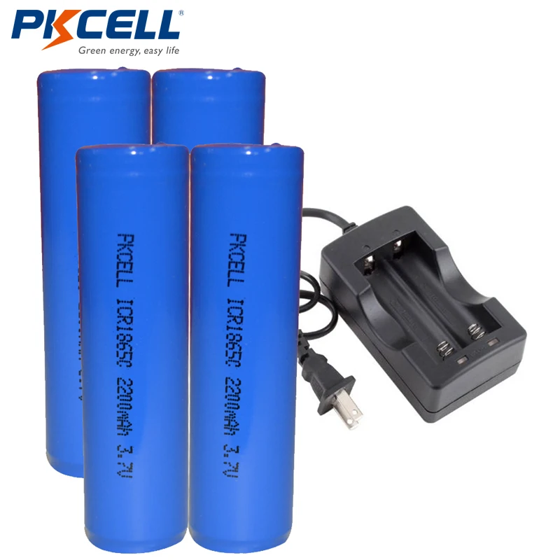 4Pcs 3.7V 18650 Lithium Battery 2200mah 3.7Volt ICR18650 Li ion ...