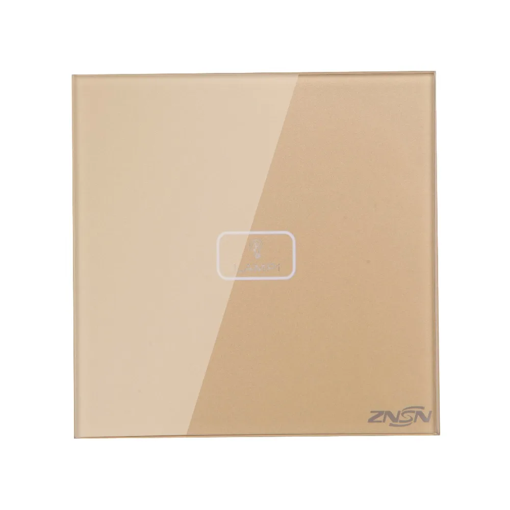 Gold 1 Gang 1 Way Wall Touch Switch With 86x86x37mm Luxury Crystal ...