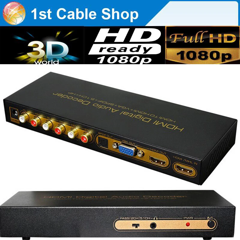 New 5.1ch Hdmi Digital Audio Decoder Converter Hdmi To Vga Hdmi To Hdmi ...