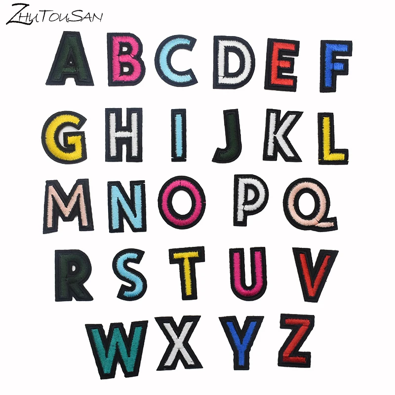 1 PC A Z Mix Colors English Alphabet Letter Mixed Embroidered Iron On ...